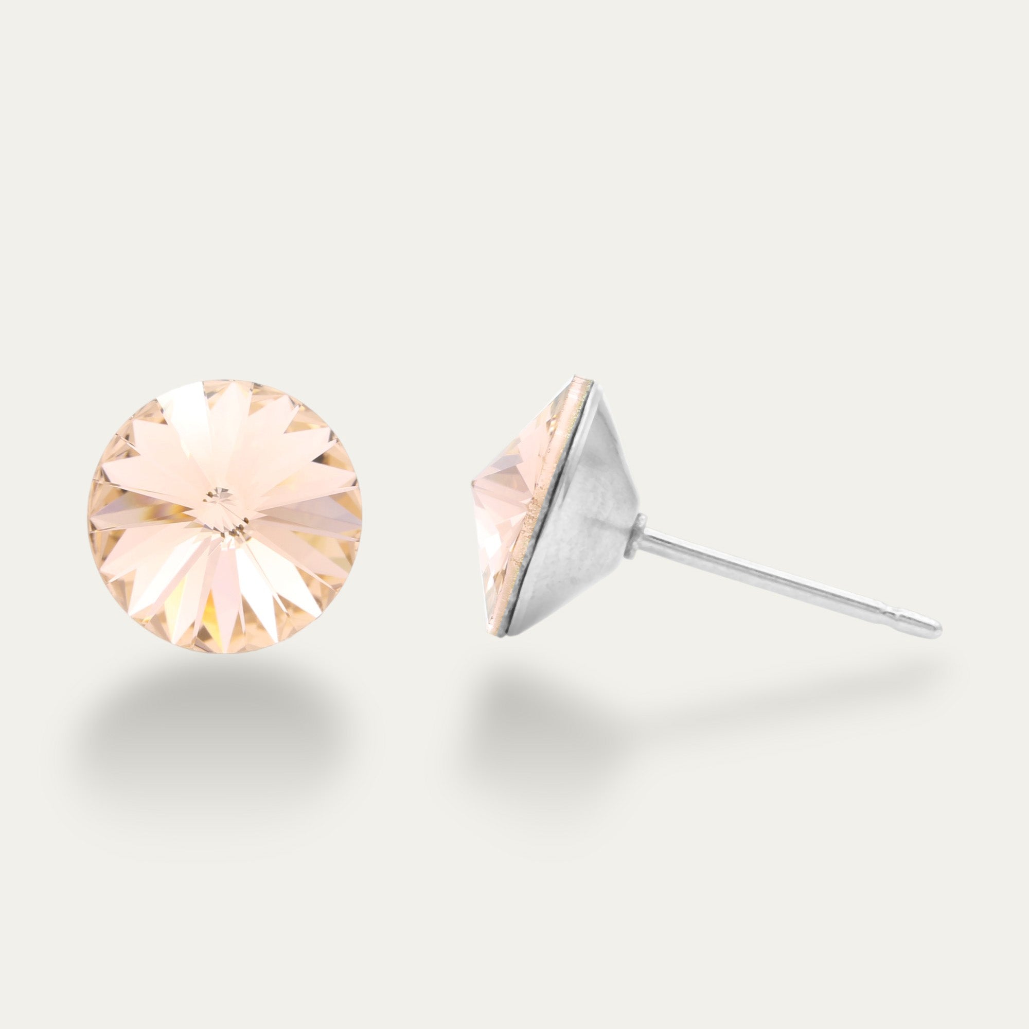 Pink Rivoli Crystal Earrings 8mm | Hypoallergenic | Tarnish Free ...